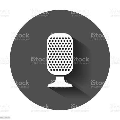 평면 스타일에 마이크 아이콘입니다 마이크 방송 긴 그림자와 벡터 일러스트 레이 션 마이크 마이크 음성 비즈니스 개념입니다 가수에