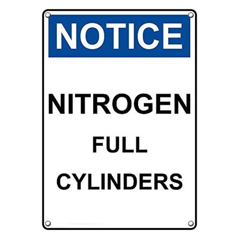 Weatherproof Plastic Vertical Osha Notice Nitrogen Full Cylinders Sign