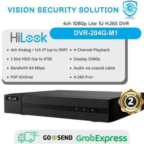 Jual DVR 5 In 1 Hilook By Hikvision 4ch 2MP DVR 204G M1 H 265 Pro