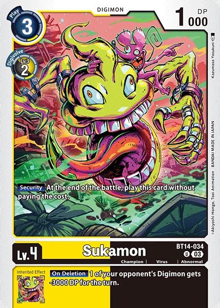 Digimon Karte Bt14 034 Sukamon Gamekiwi