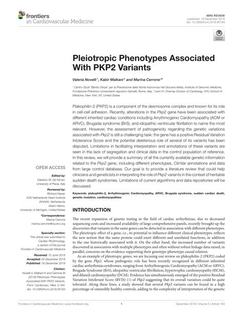 Pdf Pleiotropic Phenotypes Associated With Pkp2 Variants