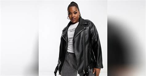 Asos Design Curve Blouson Style Motard Long Et Oversize En Modalova