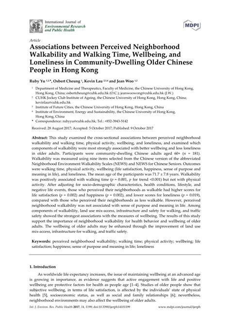 Pdf Associations Between Perceived Neighborhood Walkability And