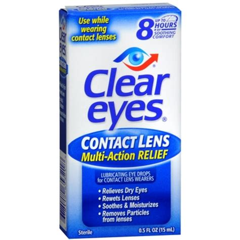 Clear Eyes Contact Lens Relief Soothing Eye Drops 050 Oz Pack Of 4
