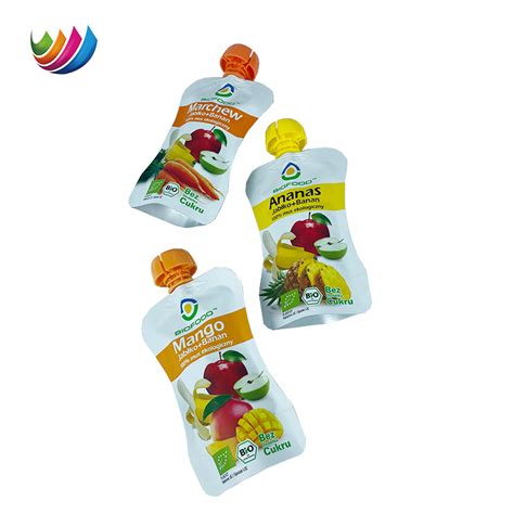 Manufacture Custom Stand Up Pouch Plastic Liquid Packaging Bag Juice Spout Pouch Food