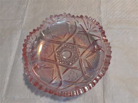 Carnival Glass Pink Sawtooth Edge Bowl Dish Etsy