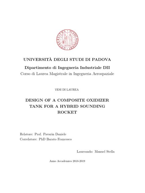 Design Of A Composite Oxidizer Tank For A Hybrid Sounding Rocket Pdf