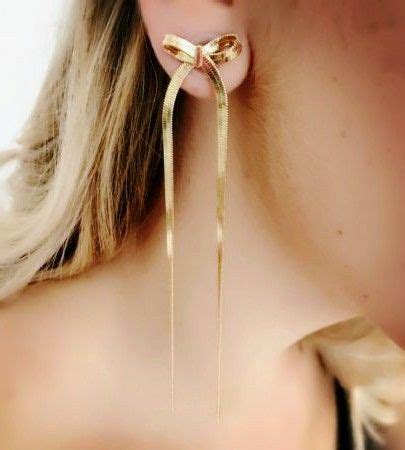 Elegant Gold Earrings With Ribbon Gold Ribbon Earrings For Party