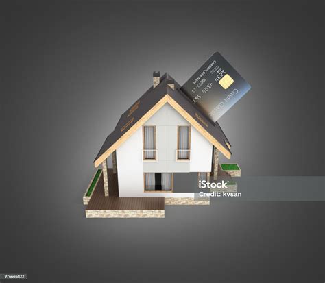 구입 또는 주택 검은 배경 3d 렌더링에 고립 된 Pos 단말기로 집의 그림에 대 한 지불의 개념 개념과 주제에 대한 스톡 사진 및 기타 이미지 Istock