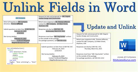 Unlink Fields In Word