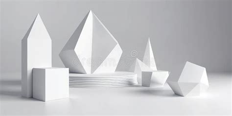 Futuristic White Tech Background With Geometric 3d Structure Stock Illustration Illustration