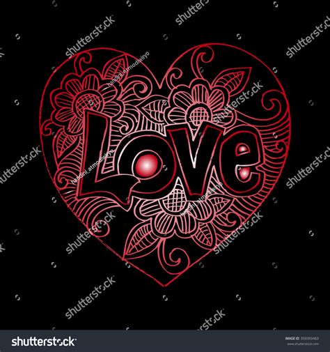 Love Hand Lettering Doodles Elements Sketch Stock Vector Royalty Free