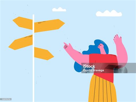 의사 결정 의사 결정 교차로 개념 다른 전문 방향 삶과 경력에 대한 질문 미래의 계획 및 선택 플랫 벡터 일러스트 디자인