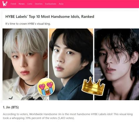 방탄소년단 진 가장 잘생긴 하이브 아이돌 1위 미의 남신 스타뉴스