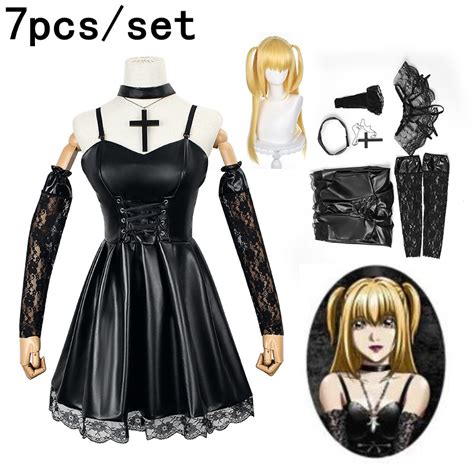 ♨death Note Cosplay Costume Misa Amane Imitation Leather Sexy Dress