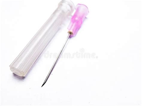 Needle Isolated On White Background Medical Syringe Needle Close Up