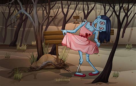 Scary Zombies Zombie Sister Signboard Vector Zombie Sister Signboard