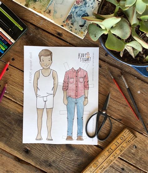 Paper Doll Printable Frank Dad Adult Craft Kit Birthday Etsy