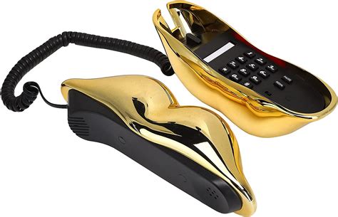 Mxzzand Electroplating Golden Lip Shape Telephone With Telephone Line