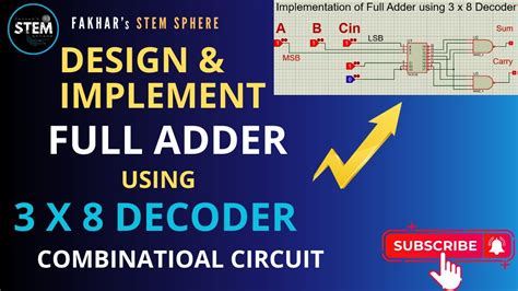 Design And Implement Full Adder With 3 X 8 Decoder Youtube