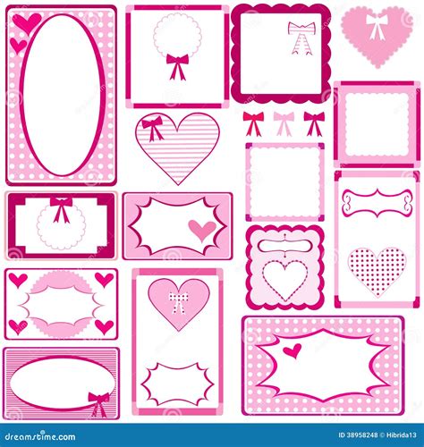 Set Of Cute Pink Frames For Girls Stock Illustration Illustration Of