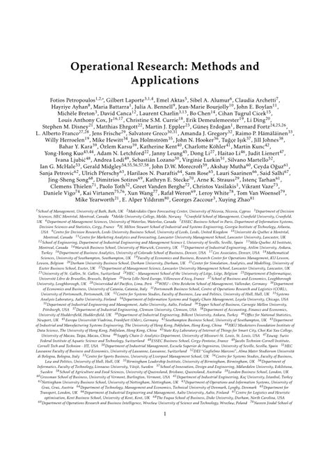 Pdf Operational Research Methods And Applications