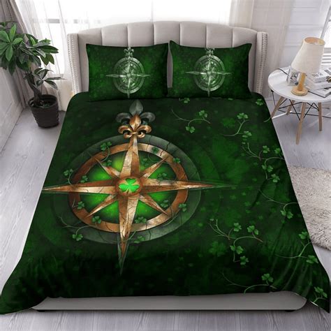 Celtic Irish Compass Shamrock St Patricks Day Duvet Cover Bedding Se