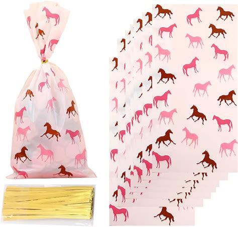 50 Bolsas De Golosinas Rosas De Caballo Bolsas De Dulces De Celofán