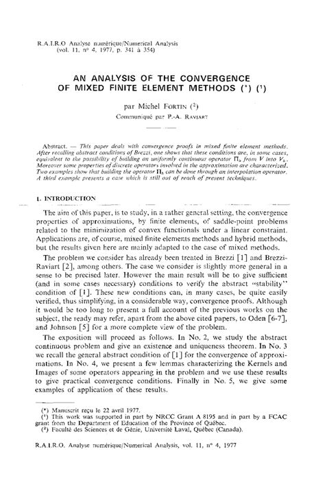 an analysis of the convergence of mixed finite element methods esaim