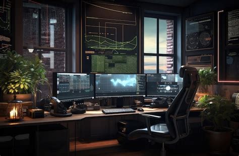 Advanced Trader Workstation With Multiple Monitors Setup Premium Ai