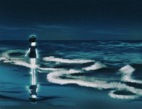 Safebooru 1girl Bare Legs Barefoot Beach Black Hair Black Shirt Black