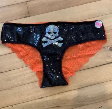 Victorias Secret Vintage Pink Sexy Skull Orange And Gem