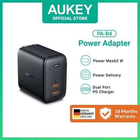 AUKEY PA B Omnia Duo W Dual Port USB C PD GaN Wall Charger Black Lazada PH