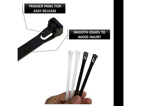 Reusable Zip Ties Trigger Releasable Cable Ties Quick Release Cord