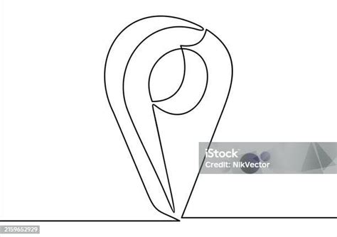 Location Pins Geotag Sign Line Continuous Drawing Vector One Line