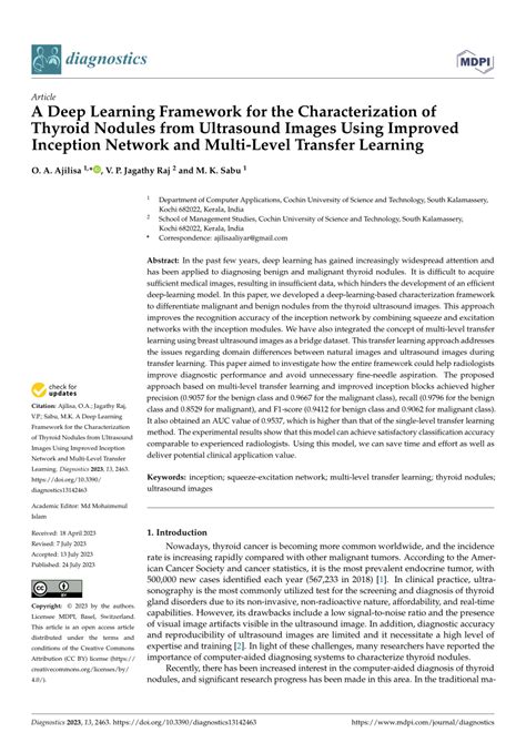PDF A Deep Learning Framework For The Characterization Of Thyroid Nodules From Ultrasound