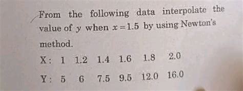 From The Following Data Interpolate The Value StudyX