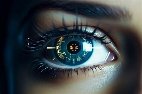 Premium Ai Image Closeup Of Female Eye With Smart Digital Contact Lens Ai