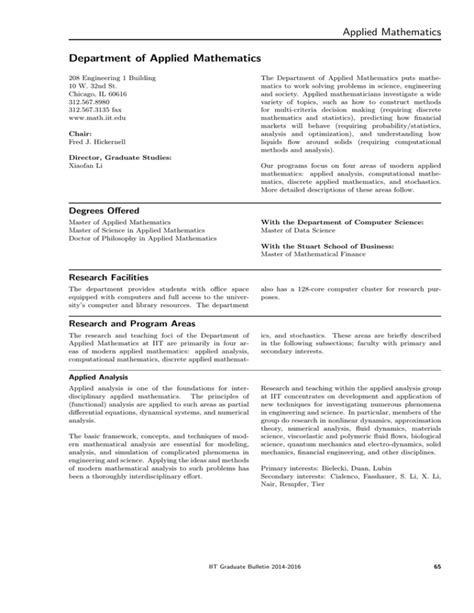 applied mathematics department of applied mathematics