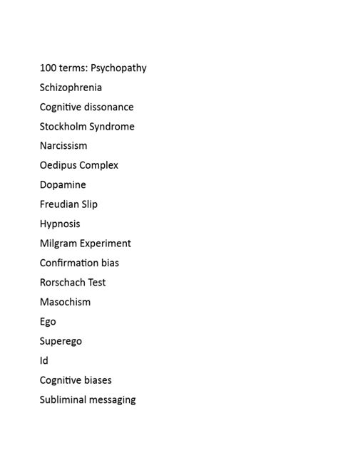 100 Psychology Terms Set 1 Pdf