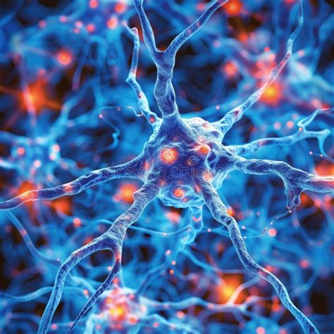 Digital Illustration Of Neural Synapses With Vibrant Glows Representing Neural Activity And