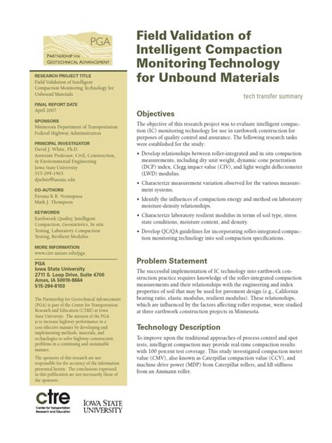 Field Validation Od Intelligent Compaction Monitoring Technology For