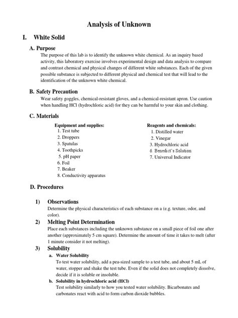 Analysis Of Unknown Pdf Solubility Solution