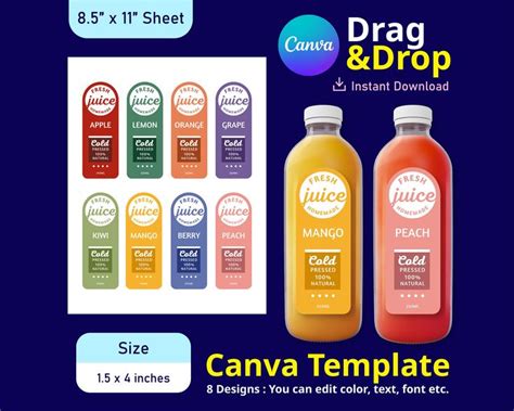 Juice Label Juice Label Template Juice Label Design Juice Label