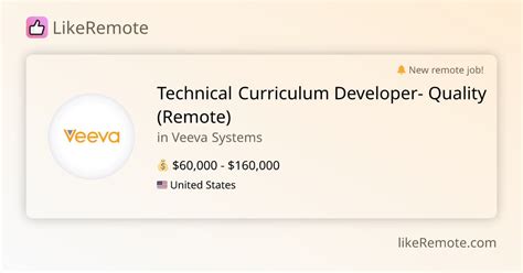 📩 Technical Curriculum Developer Quality Remote At 🏢 Veeva Systems Salary 💰 60 000