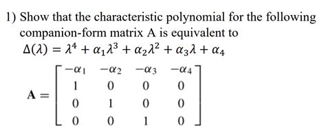 Solved 1 Show That The Characteristic Polynomial For The