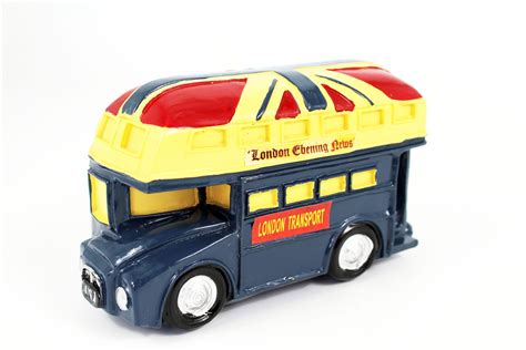 London Double Decker Bus Figurine British Classic Model Blue Etsy