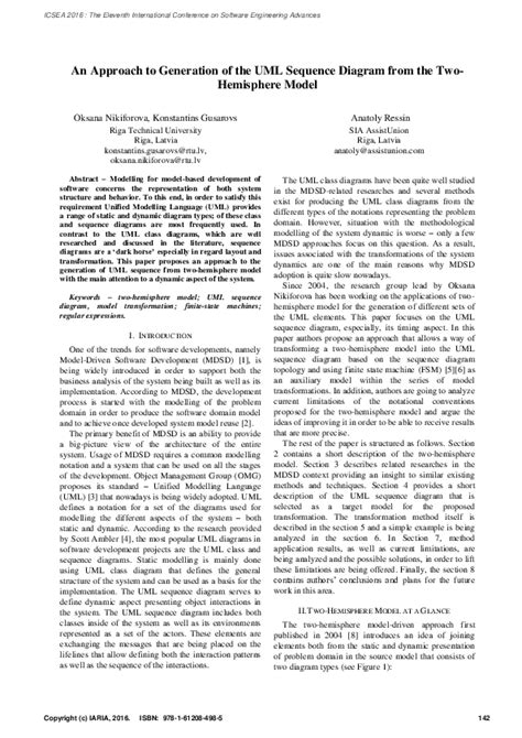 Pdf An Approach To Generation Of The Uml Sequence Diagram From The Two Hemisphere Model