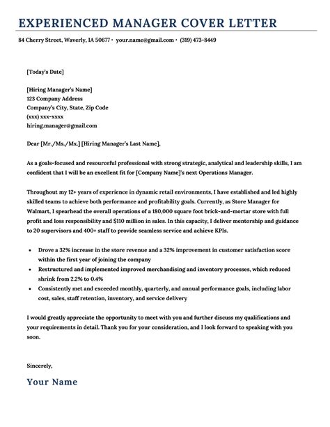 18 Manager Cover Letter Examples And Templates