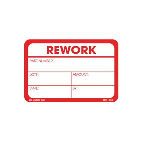 Rework Labels Inch X Inch Per Roll Ms Carita